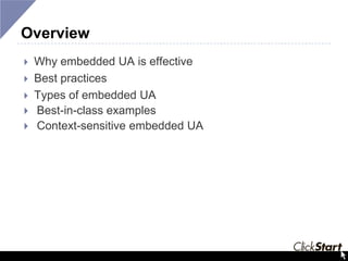 Embedded User Assistance Best Practices, Scott DeLoach, ClickStart | PPT