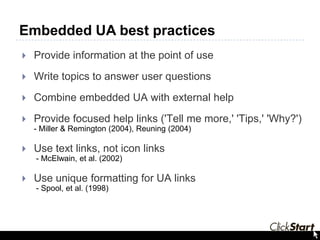 Embedded User Assistance Best Practices, Scott DeLoach, ClickStart | PPT
