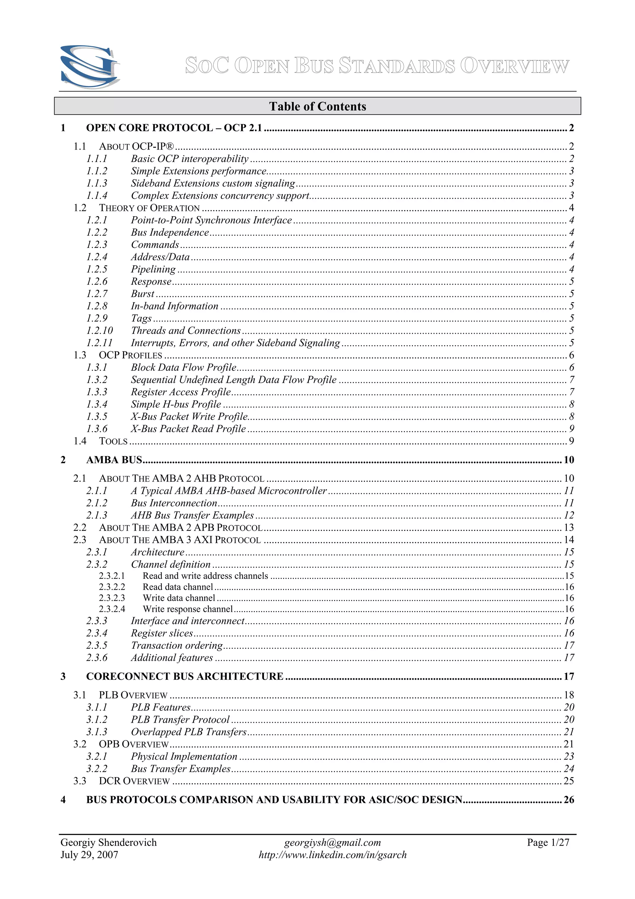 SOC/ASIC Bus Standards | PDF