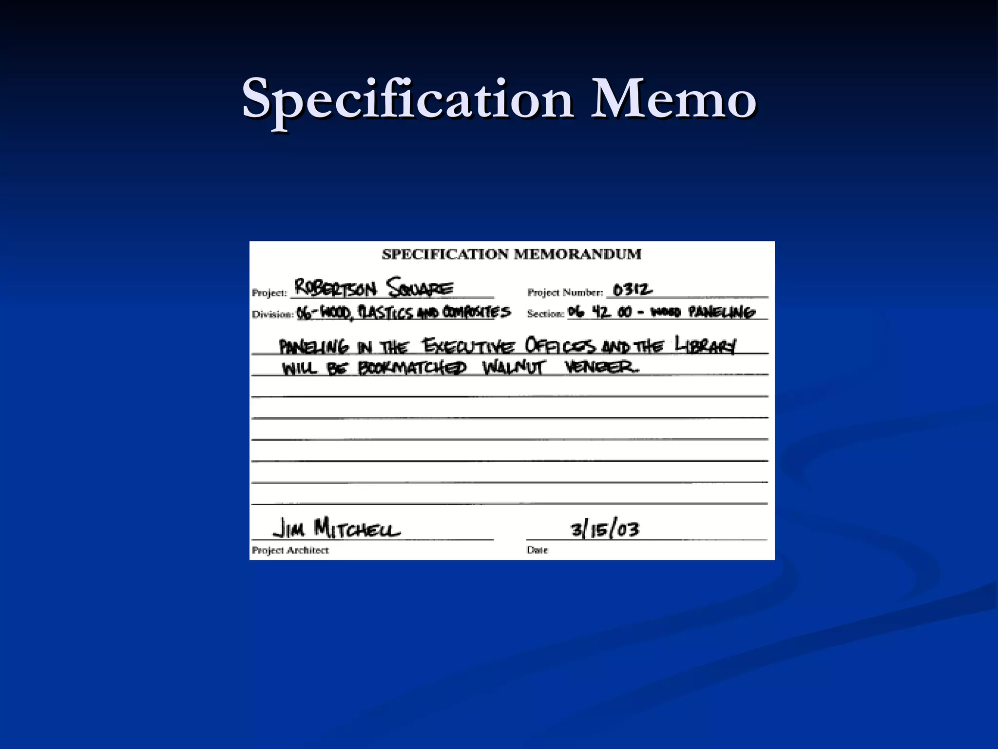 Specifications 101 | PPT