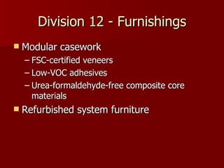 Sustainability and Specifications | PPT