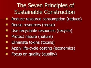 Sustainability and Specifications | PPT