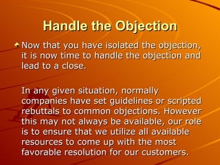 Sales Enhancement Objection Handling | PPT