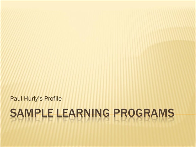 Sample Learning Programs | PPT