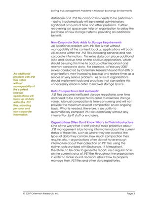 Sherpa Software Whitepaper Solving .Pst Management Problems In Microsoft Exchange Environments1 ...
