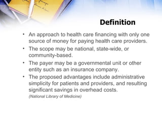 Single Payer System | PPT