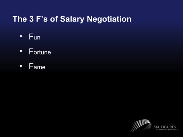 Six Figures Salary Negotiation Presentation 2009 | PPT
