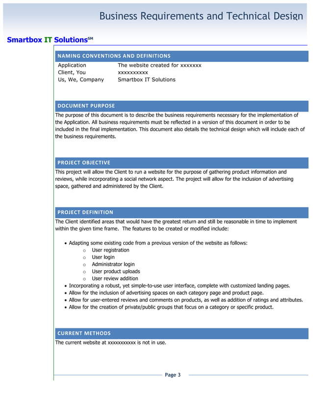 Project Business Requirements Document | PDF
