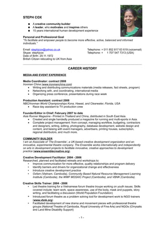 Steph Cox CV/Resume Dec 2008 | PDF
