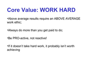 Core Values | PPT | Business | Business and Finance