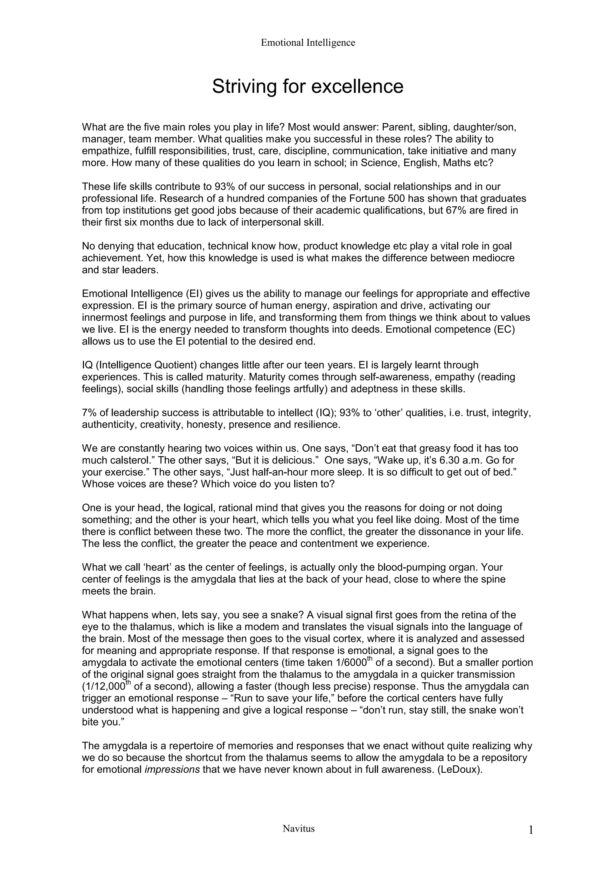 Striving For Excellence | PDF