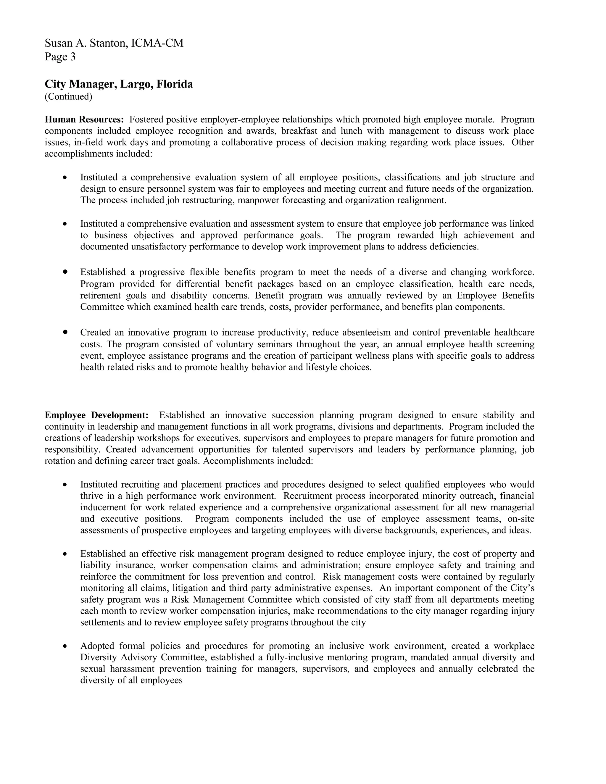 Susan A. Stanton Management Professional | PDF