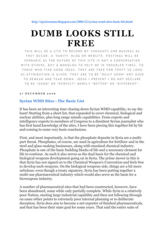 Syrian Wmd Site List | DOC