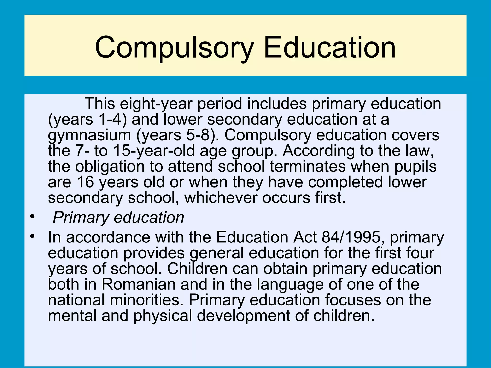 The Education System In Romania | PPT
