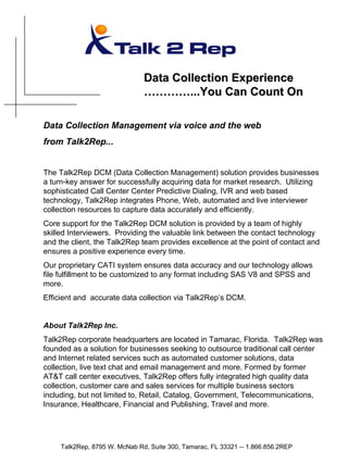 Talk2 Rep Data Collection Services V13 | PDF
