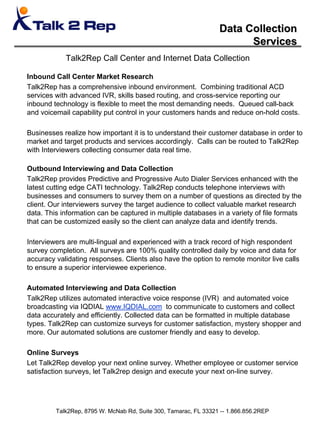 Talk2 Rep Data Collection Services V13 | PDF
