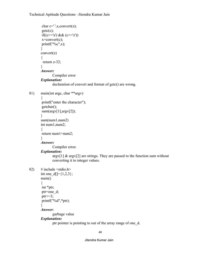 Technical Aptitude Questions E-Book Jithu Jain Mibs | PDF