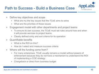 Testing Centre Of Excellence From AppLabs | PPT