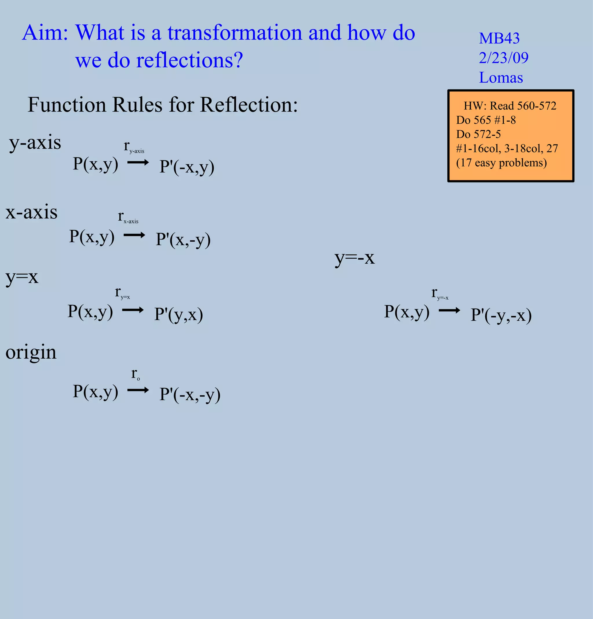 Transformations Reflections | PPT