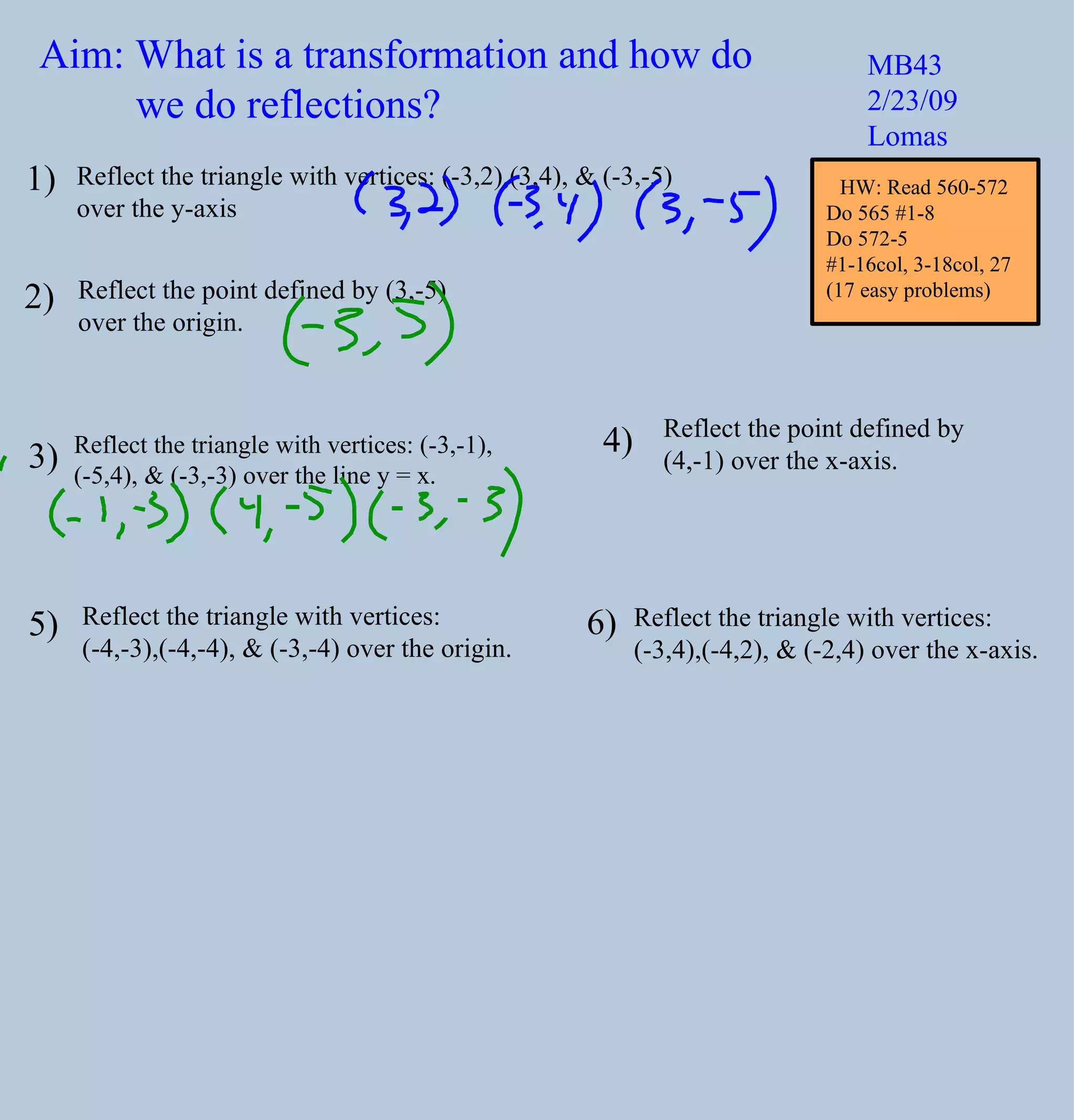 Transformations Reflections | PPT