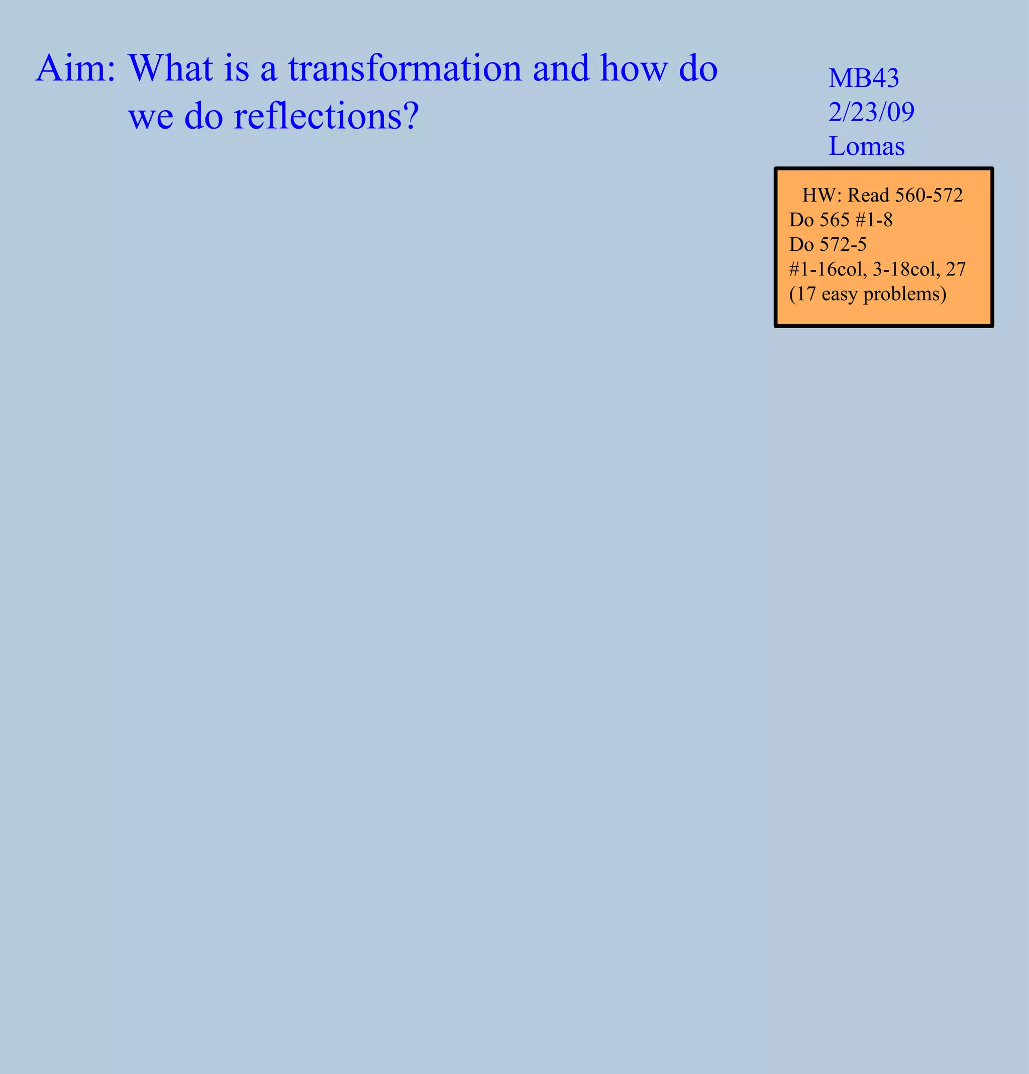 Transformations Reflections | PPT