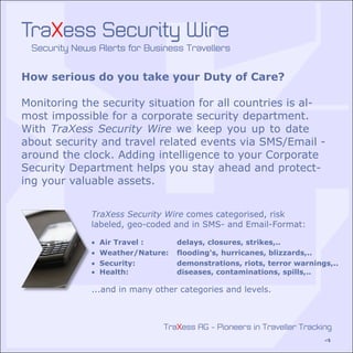 Traxess Traveller Security Solutions English | PDF