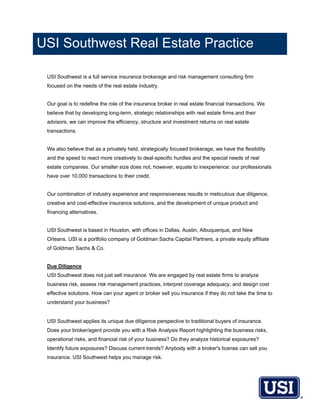 USI Real Estate Practice Group Conceptual Overview | PDF