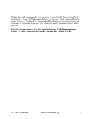 VA Work Study Guide | PDF