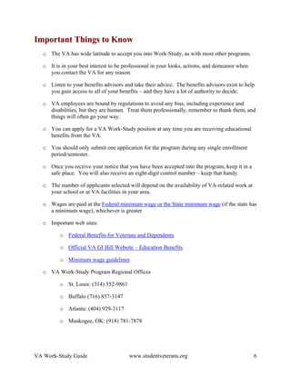 VA Work Study Guide | PDF