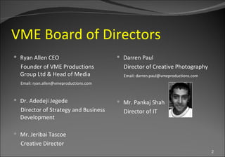 Vme Productions Presentation | PPT