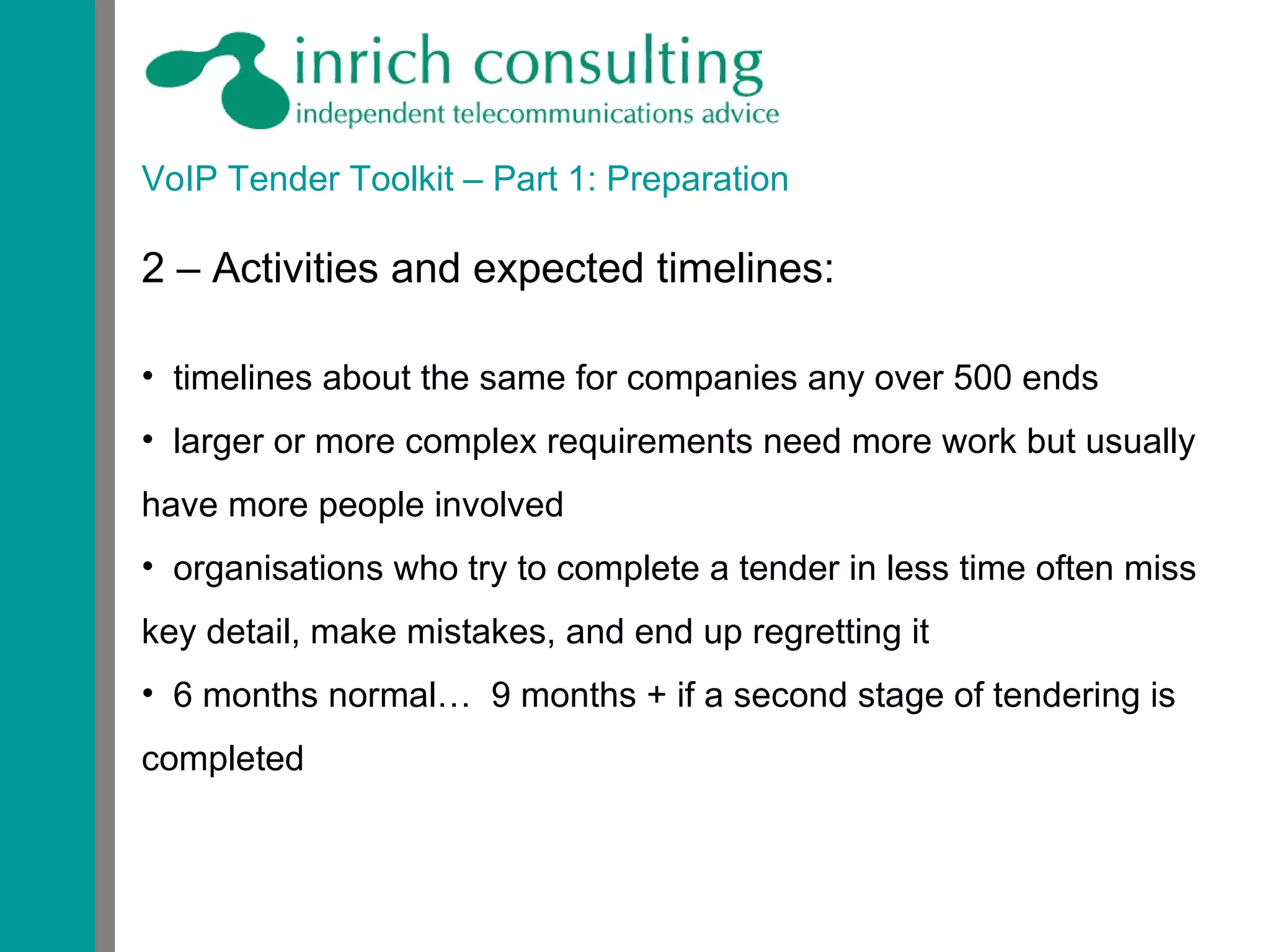 VoIP Tender Toolkit - Part 1: Preparation | PPT