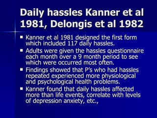 Stress - Life changes & Daily Hassles | PPT
