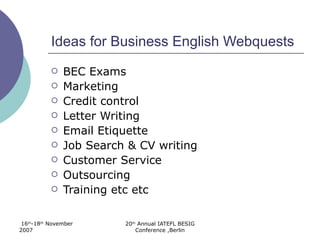 Webquests For Business English | PPT