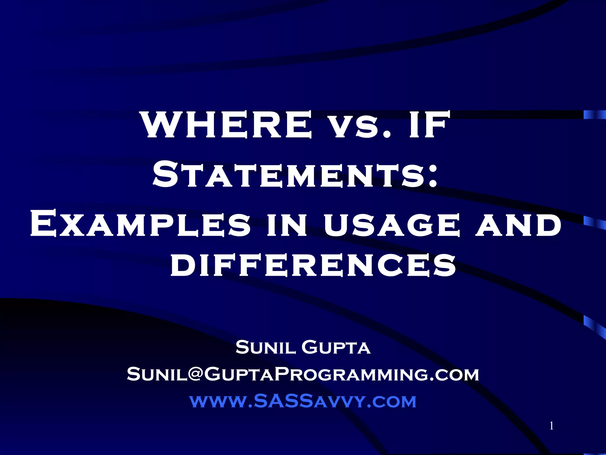 Where Vs If Statement | PPT