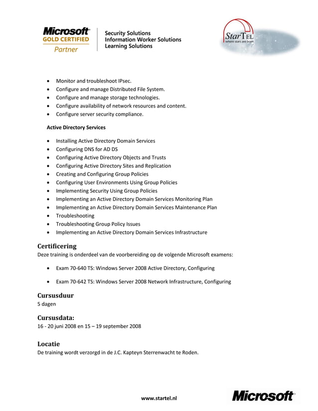 Windows Server2008training Ict Noord Ngn | PDF