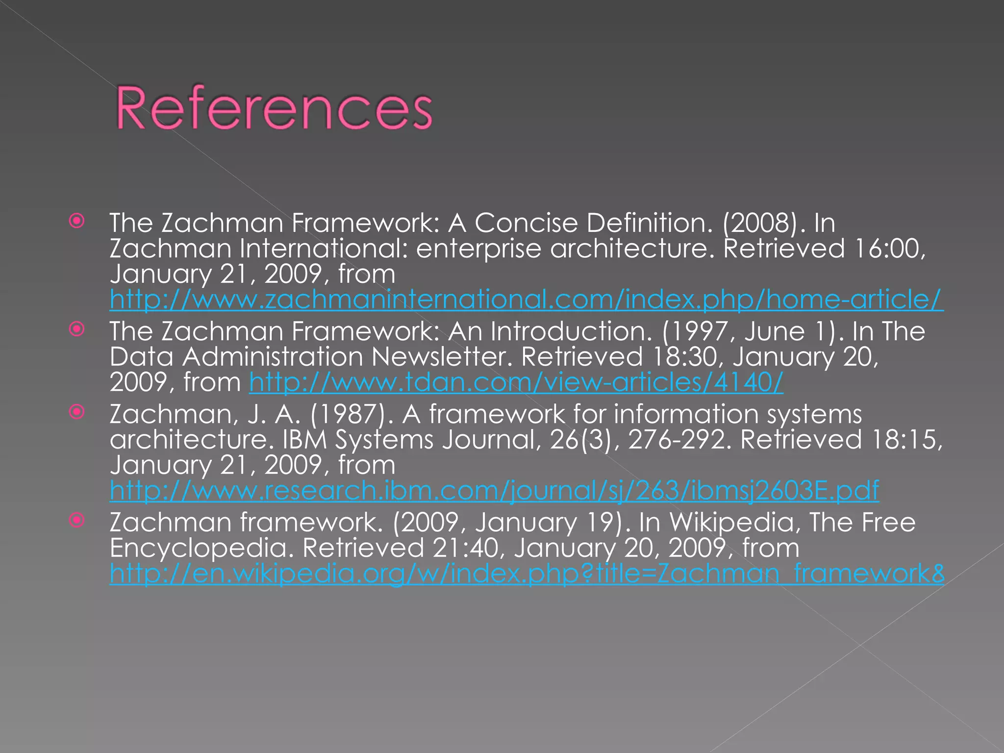 Zachman Framework Ppt