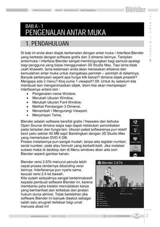 Tutorial Blender 3D Pengenalan Interface Fundamental | PDF