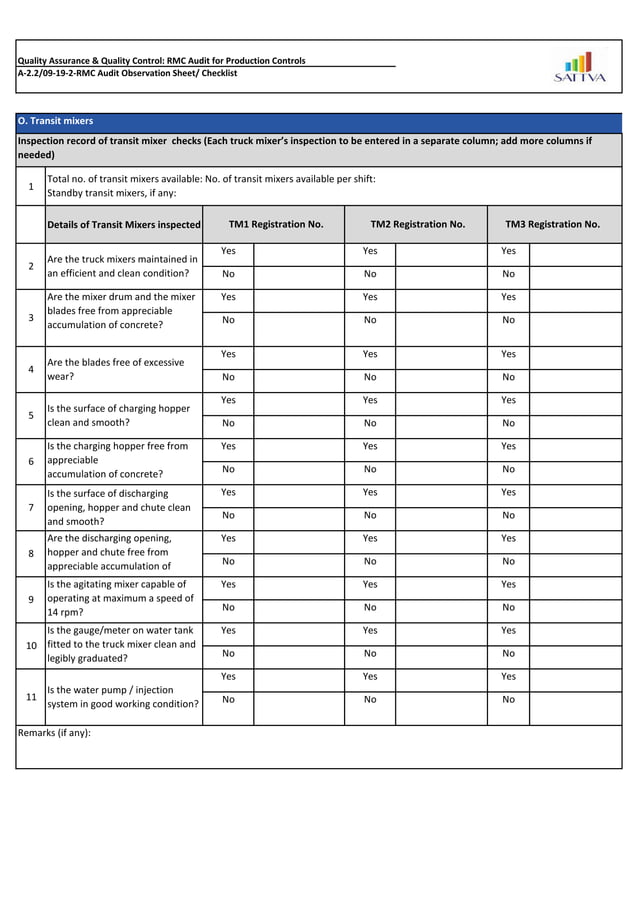 Quality control audit for RMC Plants | PDF | Civil Engineering Industry ...