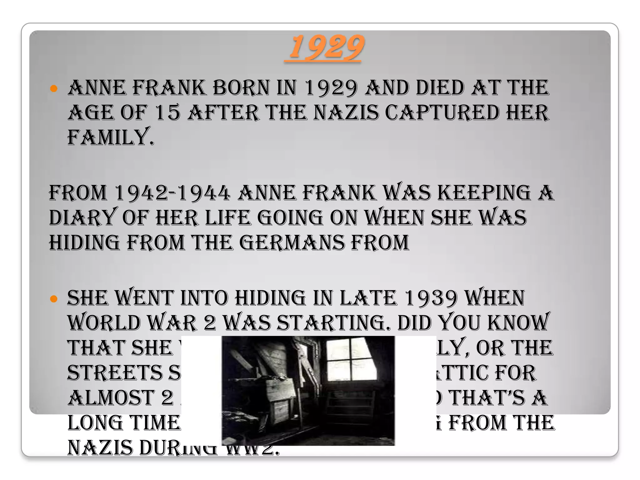 Anne Frank the biography | PPTX