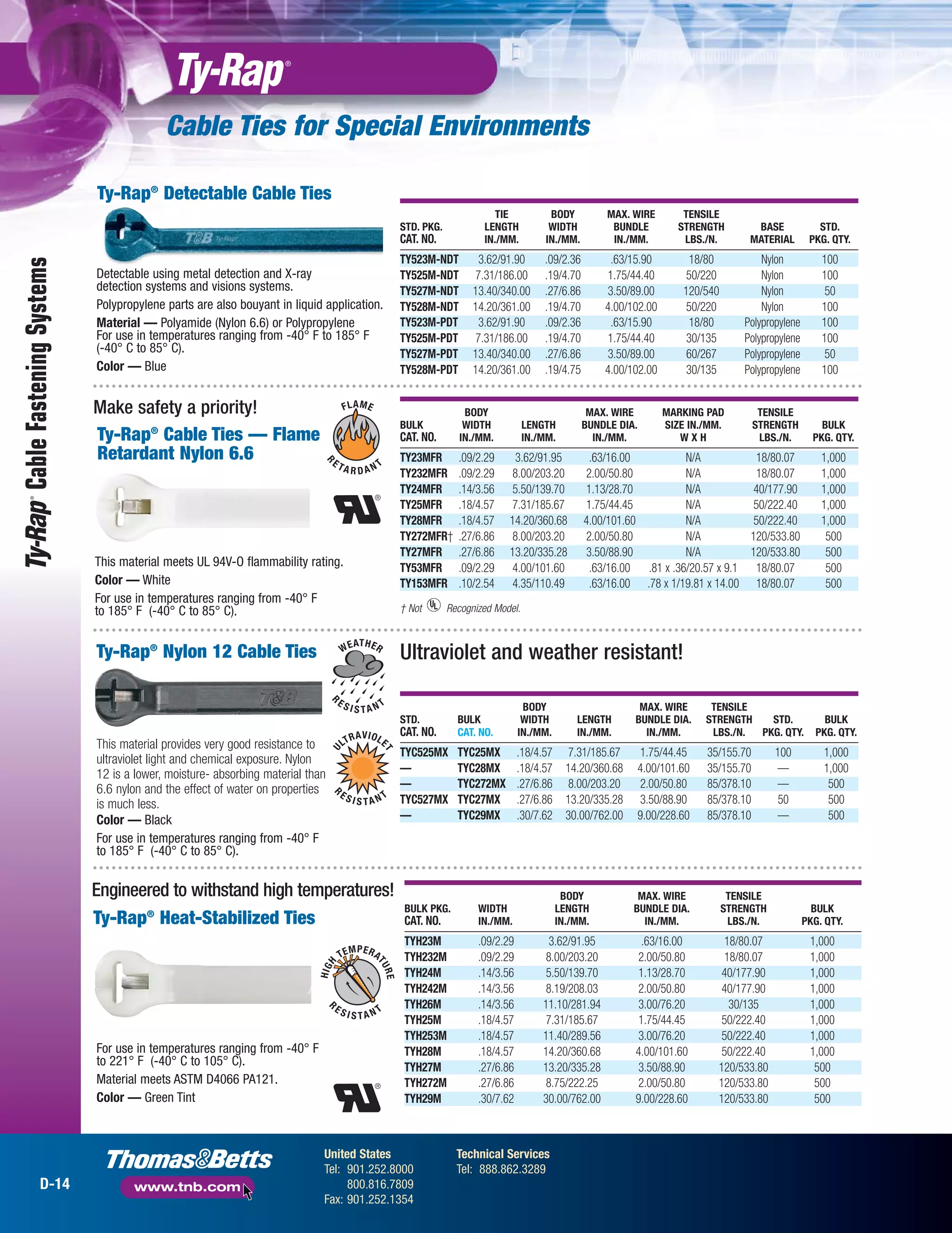 Thomas & Betts - Ty-Rap Cable Ties | PDF