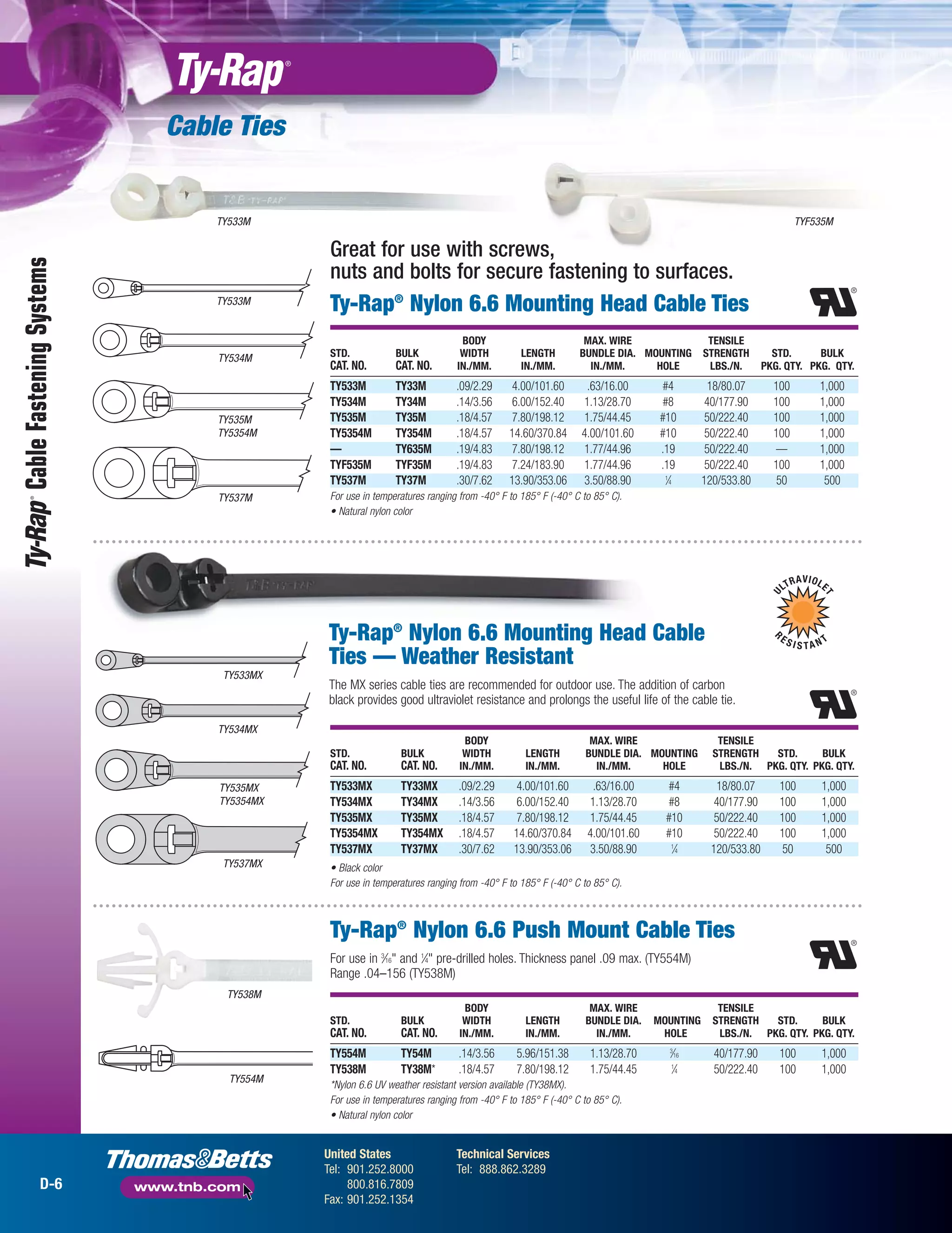 Thomas & Betts - Ty-Rap Cable Ties | PDF
