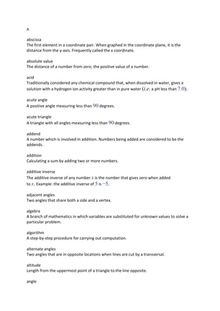 Math Glossary | PDF
