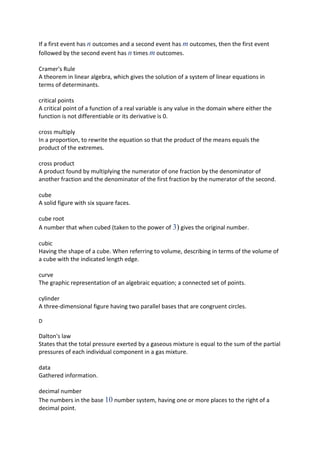 Math Glossary | PDF