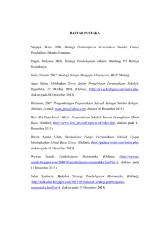 Perpustakaan sebagai Media dalam Implementasi Strategi Pembelajaran Inkuiri (SPI) pada ...