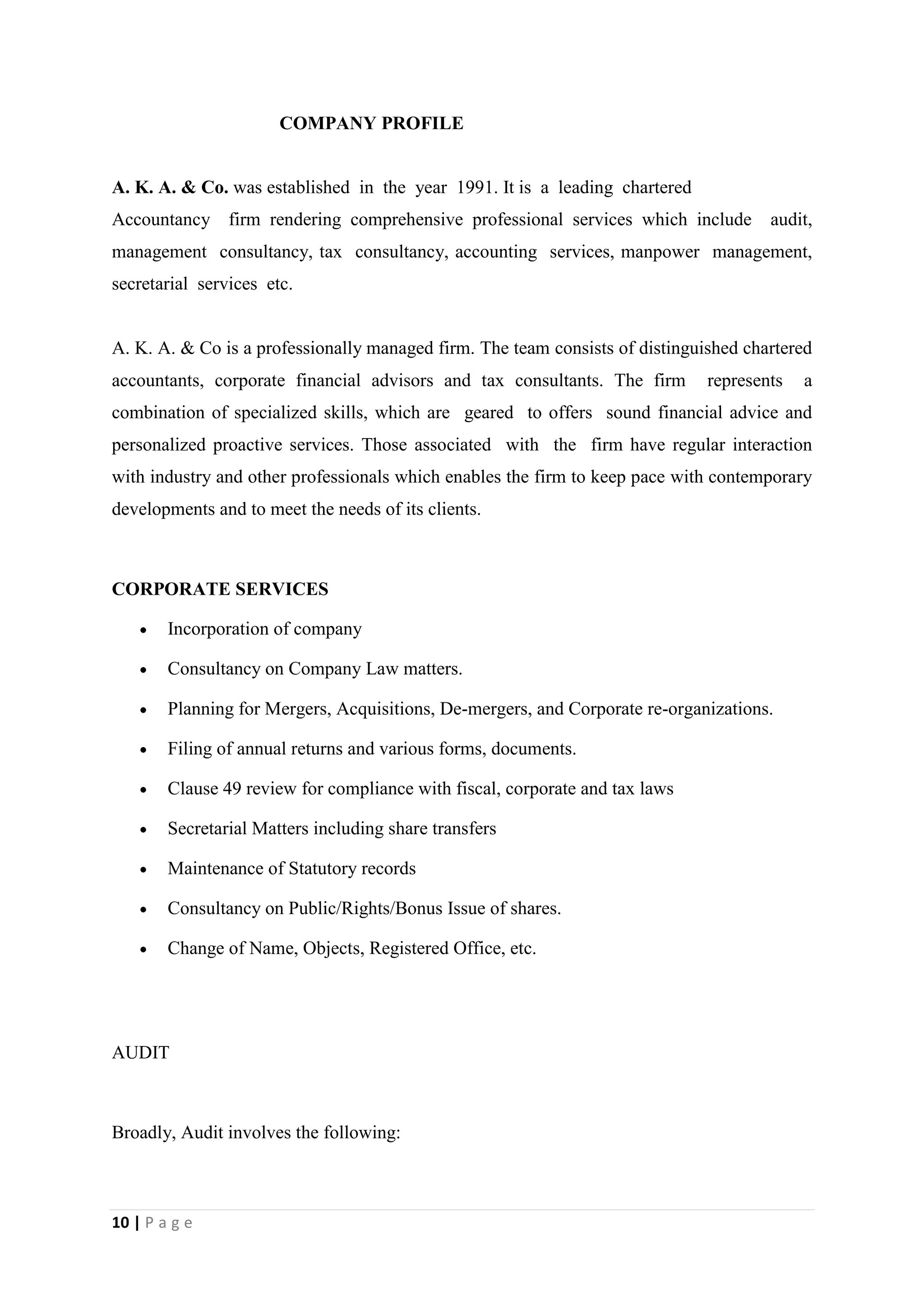 A.k.a & co. internship rpoject report | DOCX