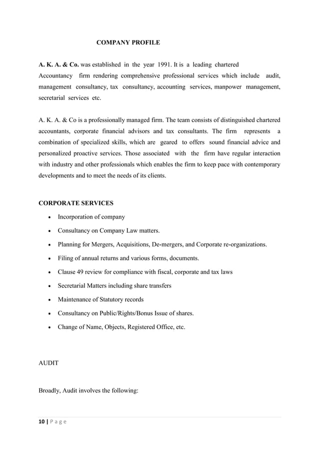 A.k.a & co. internship rpoject report | DOCX | Business Accounting & Finance | Business