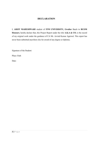 A.k.a & co. internship rpoject report | DOCX