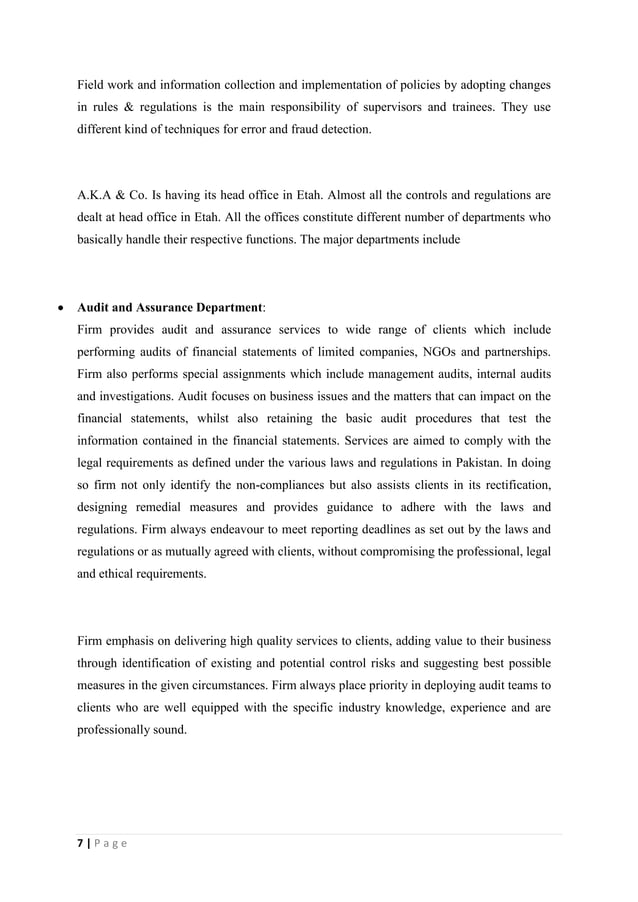 A.k.a & co. internship rpoject report | DOCX | Business Accounting & Finance | Business