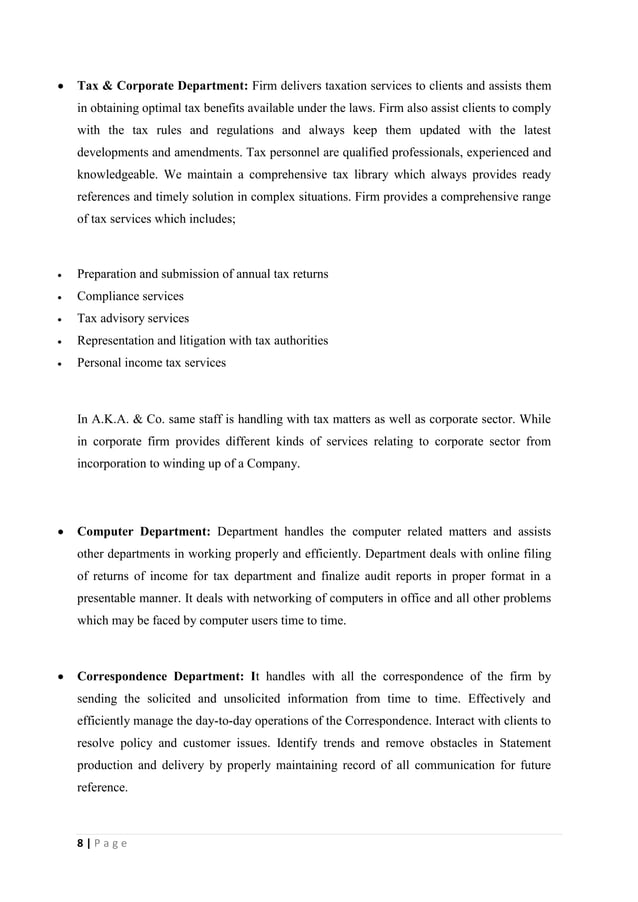 A.k.a & co. internship rpoject report | DOCX | Business Accounting & Finance | Business