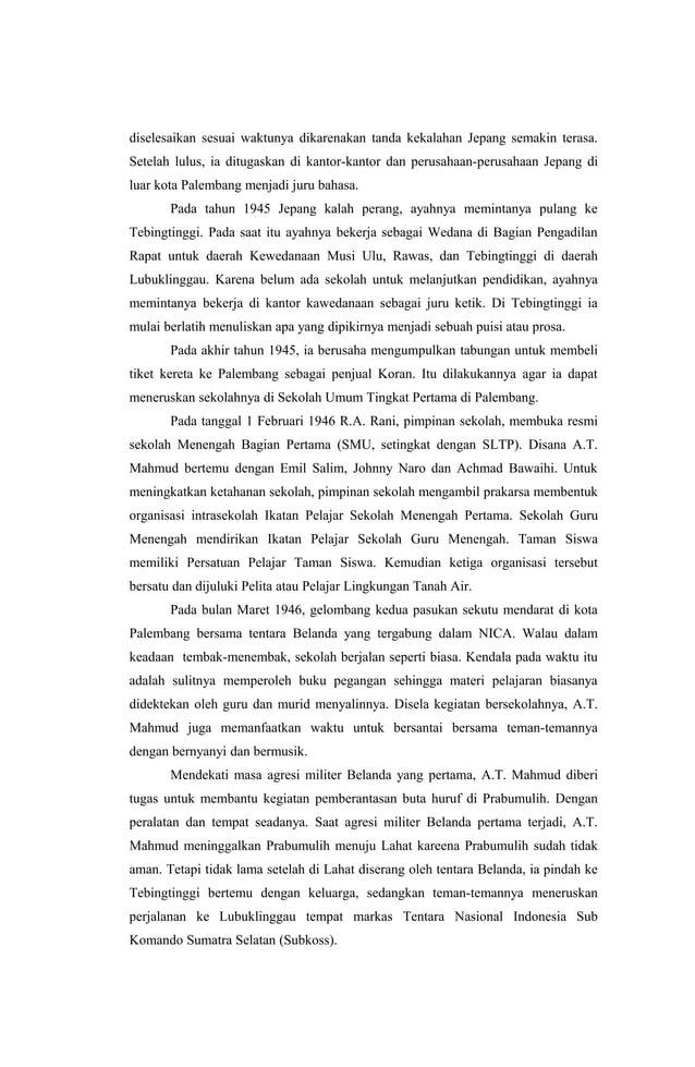 Sinopsis Biografi - A.t. mahmud meniti pelangi | PDF